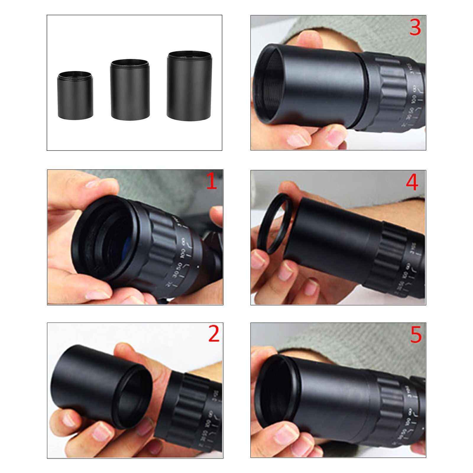Scope Sunshade Tube for Rifle Scope 32mm/40mm/50mm Objective Lens Sun ...