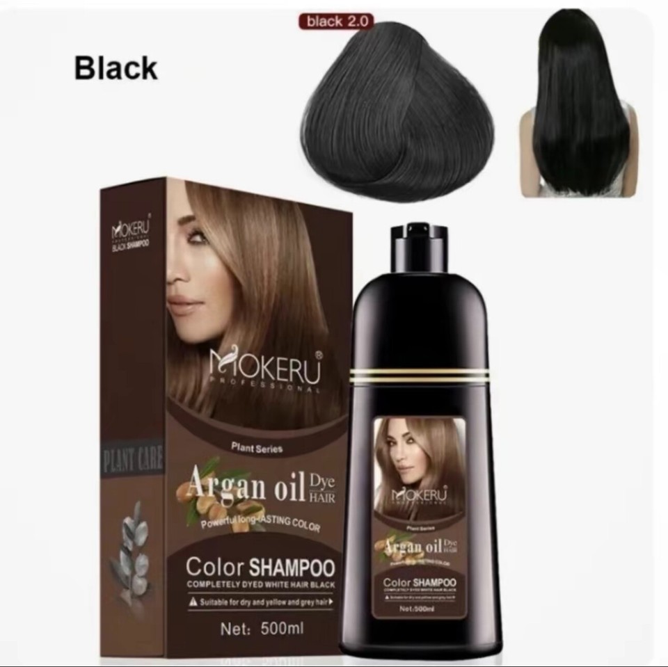Mokeru Permanent Hair Dye Color Shampoo with Argan Oil 500 ML (7 COLORS ...