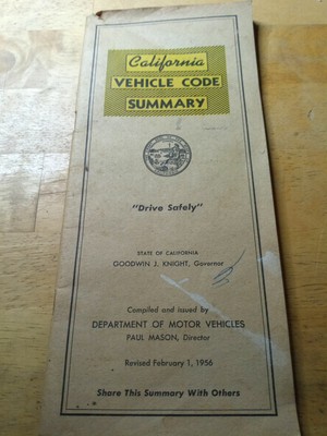 1956 California Vehicle Code Summary Booklet | eBay