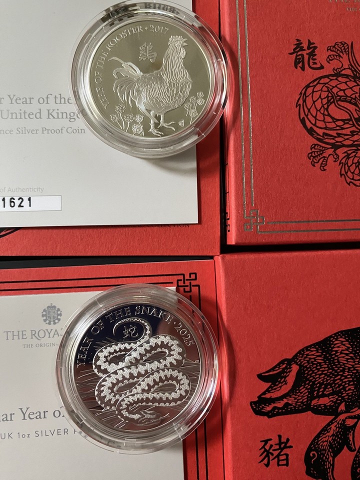 Royal Mint Chinese Lunar year 1oz silver coins FULL SET with COA Ltd ...