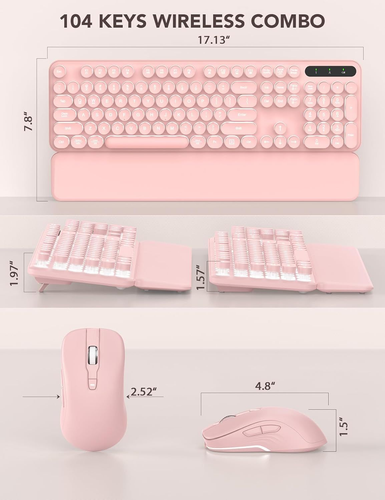 Wireless Keyboard and Mouse Backlit - Typewriter with Retro Pink | eBay