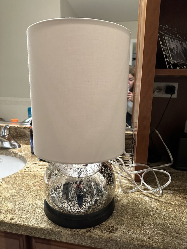 Pottery Barn Mercury Glass Small ROUND Table Lamp 17x8 | eBay