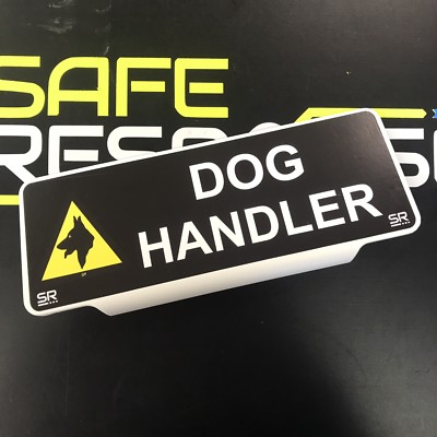 Univisor Sun Visor Sign - DOG HANDLER - Black/White - With Dog Logo ...