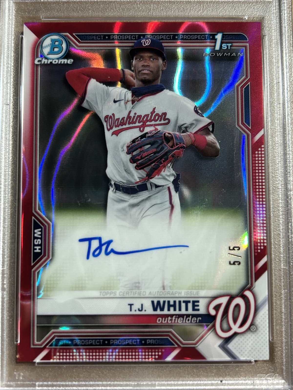 2021 Bowman Chrome Draft T.J. TJ White 1st Red Lava Refractor Auto #5/5 ...