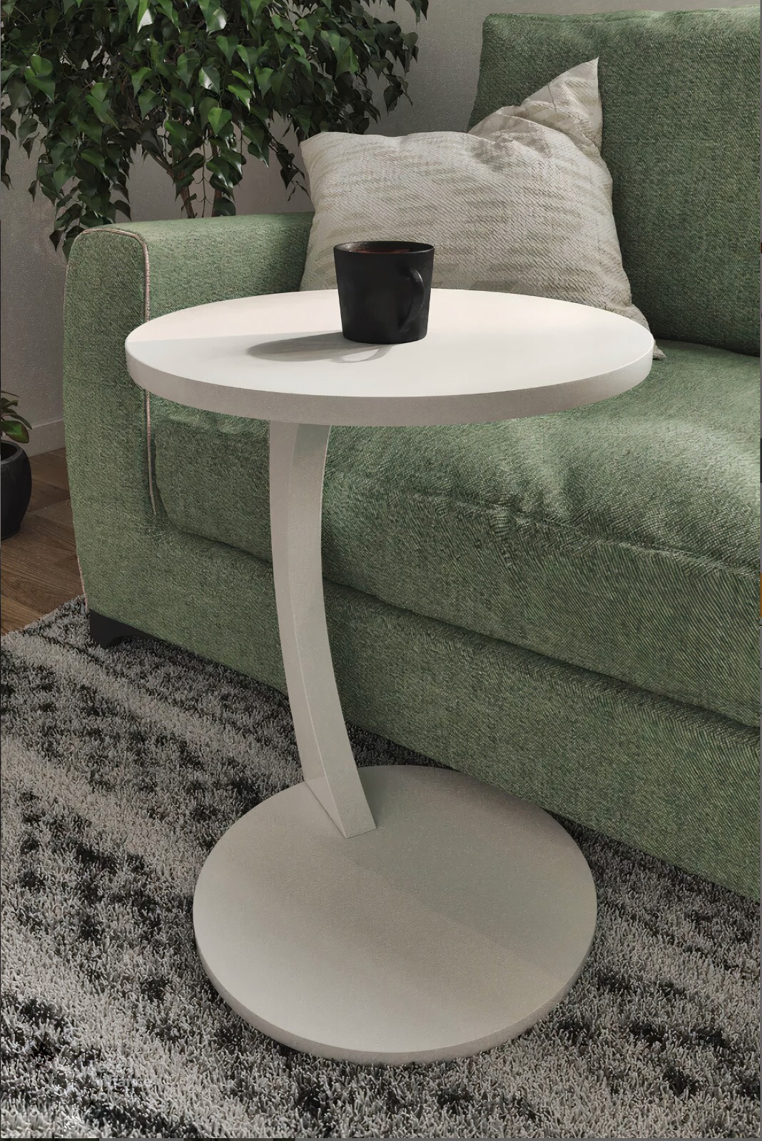 Walnut C Shape Side Table | Wheeled Modern Side - End Tables Living ...