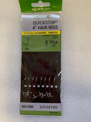 KORUM 4'' BIG FISH HAIR RIGS WITH QUICK STOPS BARBLESS | eBay UK