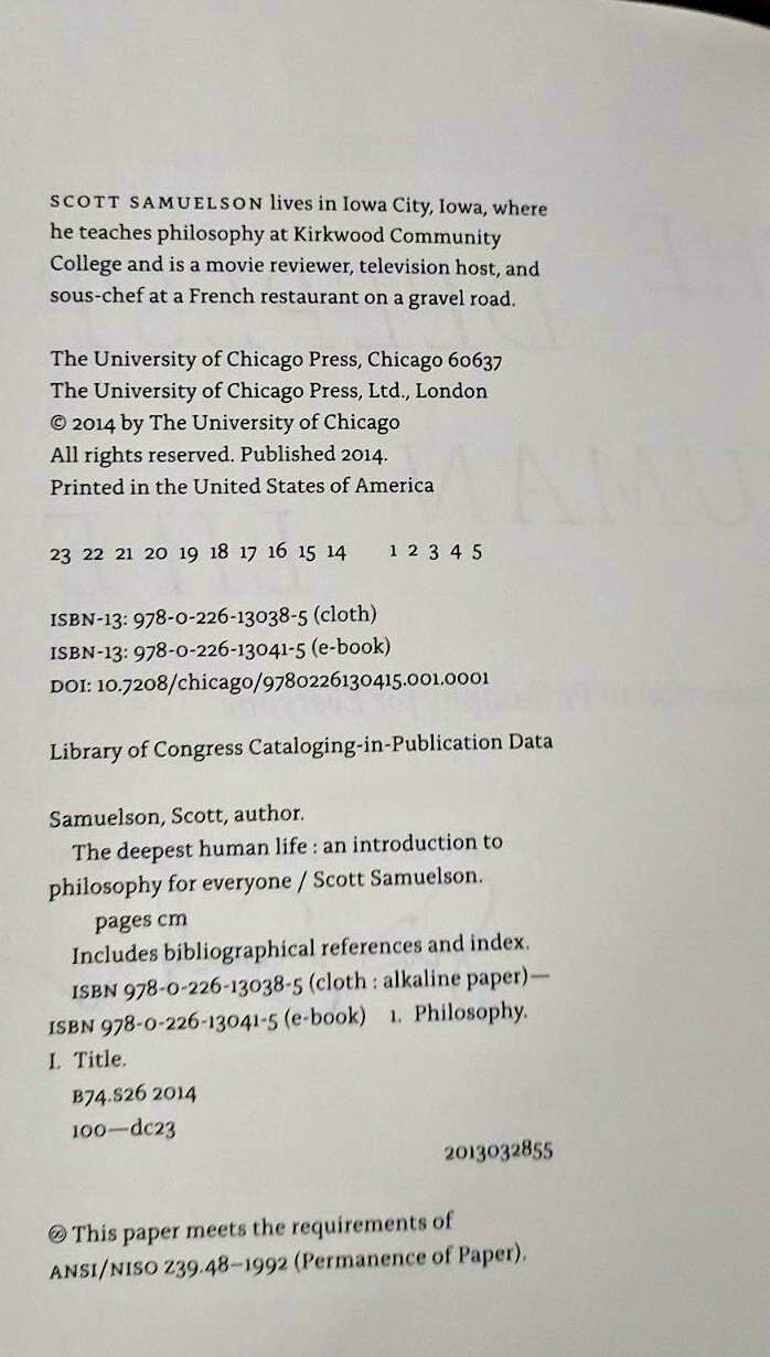 The Deepest Human Life by Scott Samuelson (2014, Hardcover) 1st Ed./1st ...