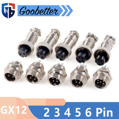 GX12 Aviation Plug & Socket Cable Connector Panel Mount 2-6 pin M12 ...