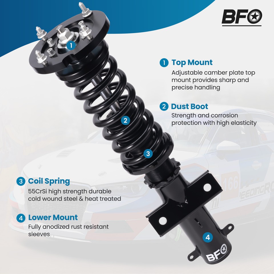 BFO Coilovers Lowering Suspension Kit for Mustang 2005-2014 Adj Height ...