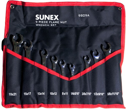Sunex Tools 9809A - 9 PC Flare Nut Wrench Set 15 Degree Offset Box End ...
