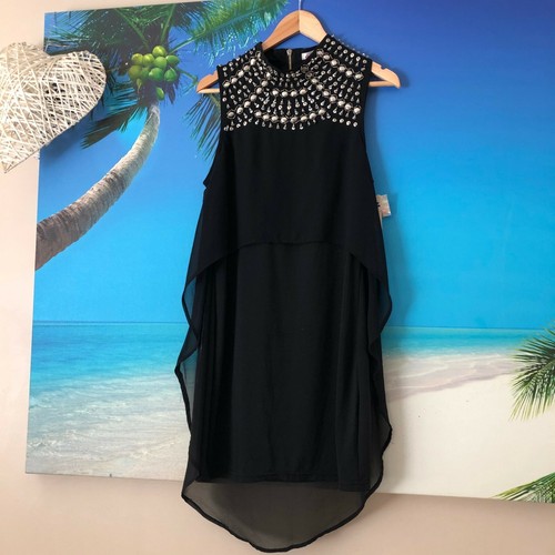 "Maia Hemera" Paris long black embellished mini dress/top/new/tags/ $49/size M | eBay