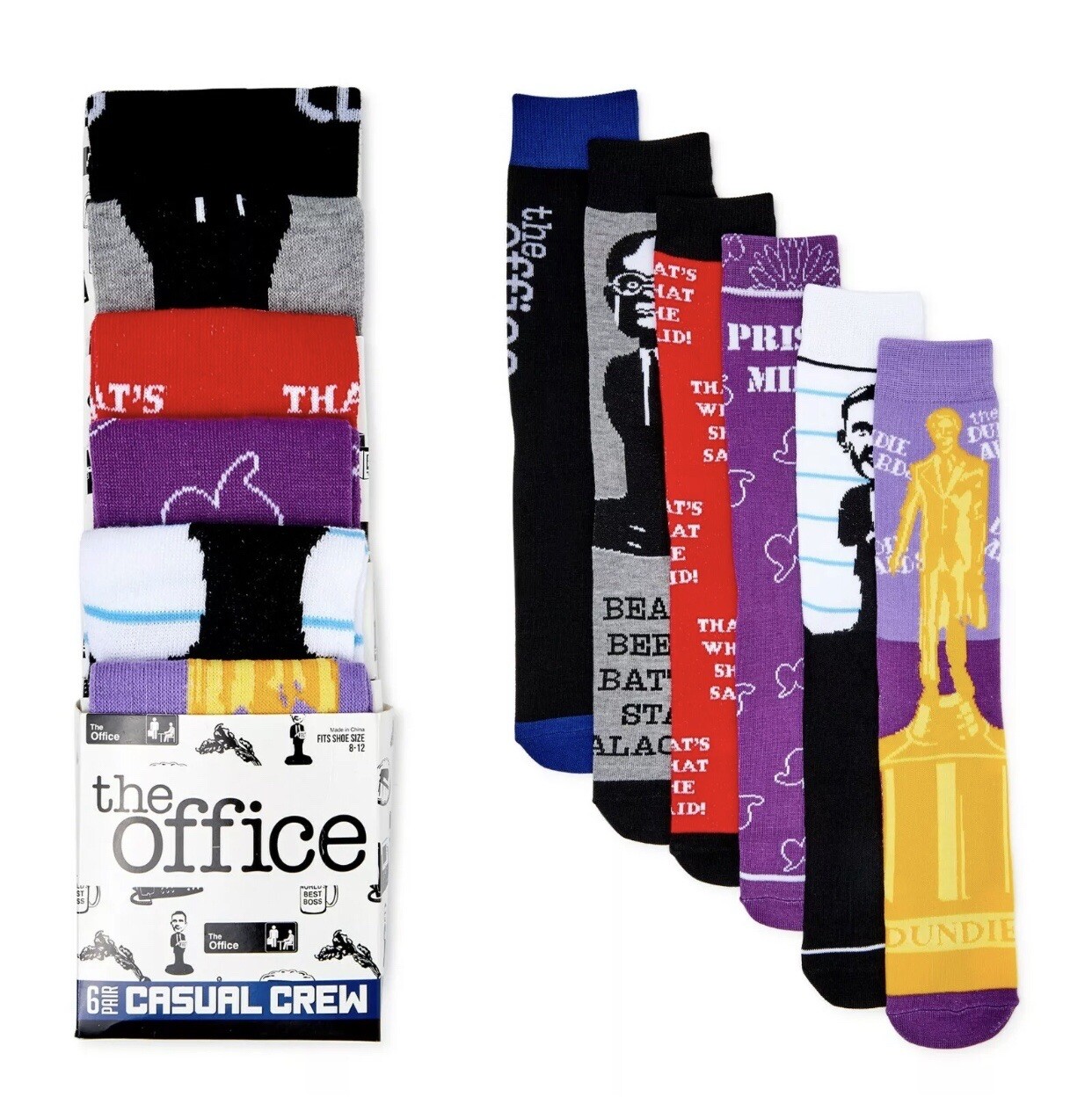 NEW The Office Mens Crew Socks NBC TV Show 6-Pair Pack Sz 8-12 | eBay