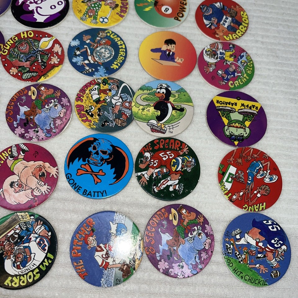 Lot of 50 Pogs Milk Caps includes One Metal Slammer Retro Game VTG ...