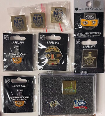 Nashville Predators 11 Pin Lot- 2017/2019 Stanley Cup Playoffs/ESPN ...