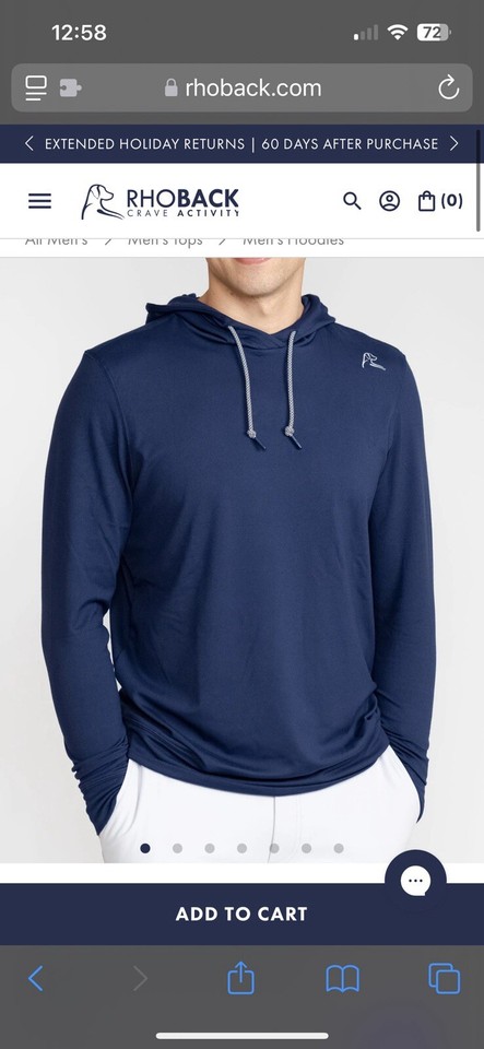 Rhoback Hesi Performance Hoodie - NWT - XL - Admiral Navy | eBay