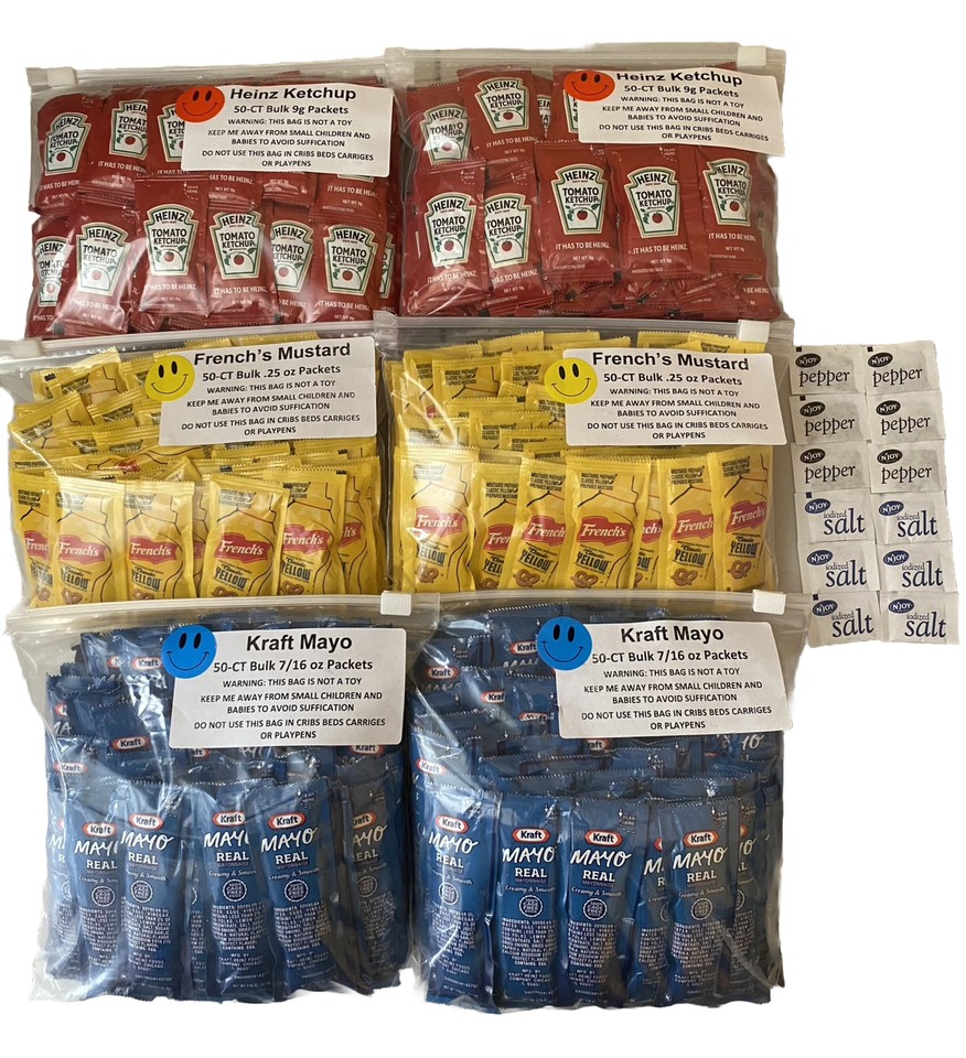 Mayo Ketchup & Mustard Grab & Go Condiment Packs - 300 Packets (100 ...