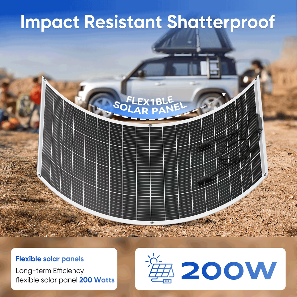 200W Mono Flexible Solar Panel 12V Portable Power Camping Home RV ...