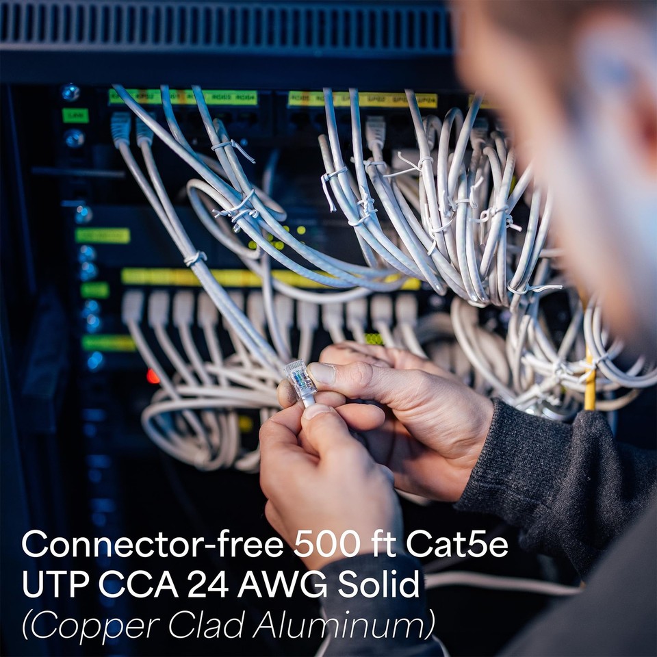 500ft Bulk Cat5e Wire, CCA Ethernet Cable, 24 AWG, UTP Pull Box, LAN ...