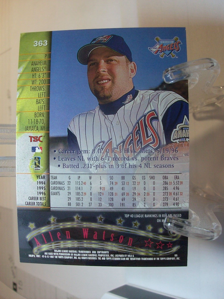 1997 Topps Stadium Club #363 - Allen Watson - Anaheim Angels 97-417 | eBay