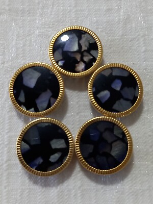 5 Metal Rimmed Decorative Black Self Shank Buttons. Approx 15 mm | eBay