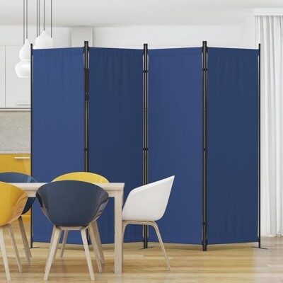 Indoor Blue Room Wall Divider 4-Panel Folding Privacy Screen For Room ...