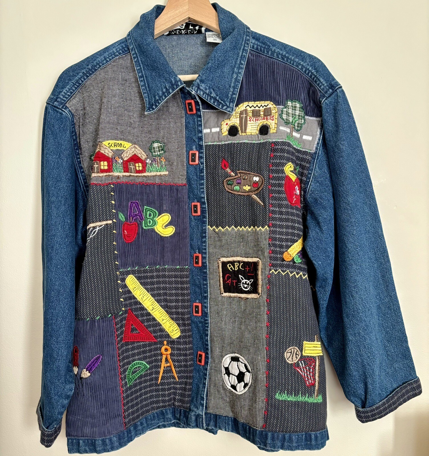 Vintage Keren Hart School Teacher Funky Denim Jacket … - Gem
