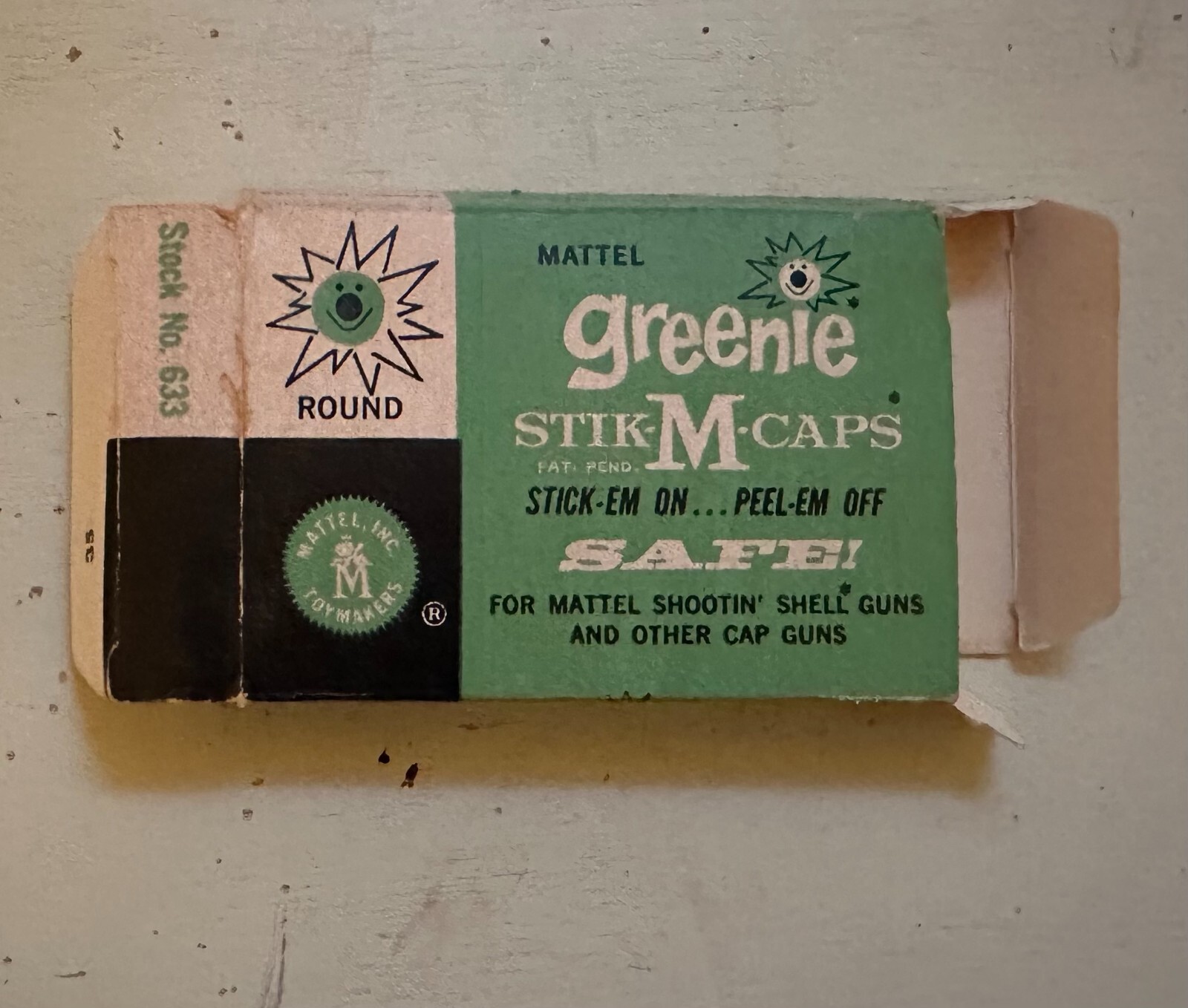 MATTEL "Greenie" Stik M Caps Box (empty) + Cap Decal | eBay