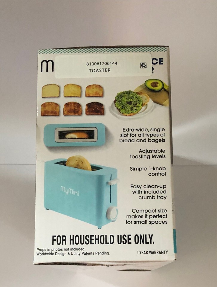 MyMini Single Slice Toaster, Aqua, Toast Bagels Wide Slot Pretzels | eBay