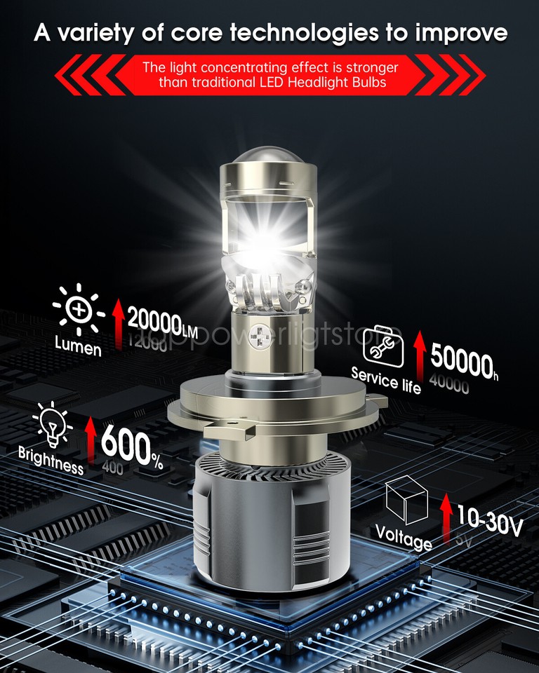 Laser H7 H11 H4 9005 9006 LED Headlight Bulbs Hi-Lo Beam Mini-bi Lens ...
