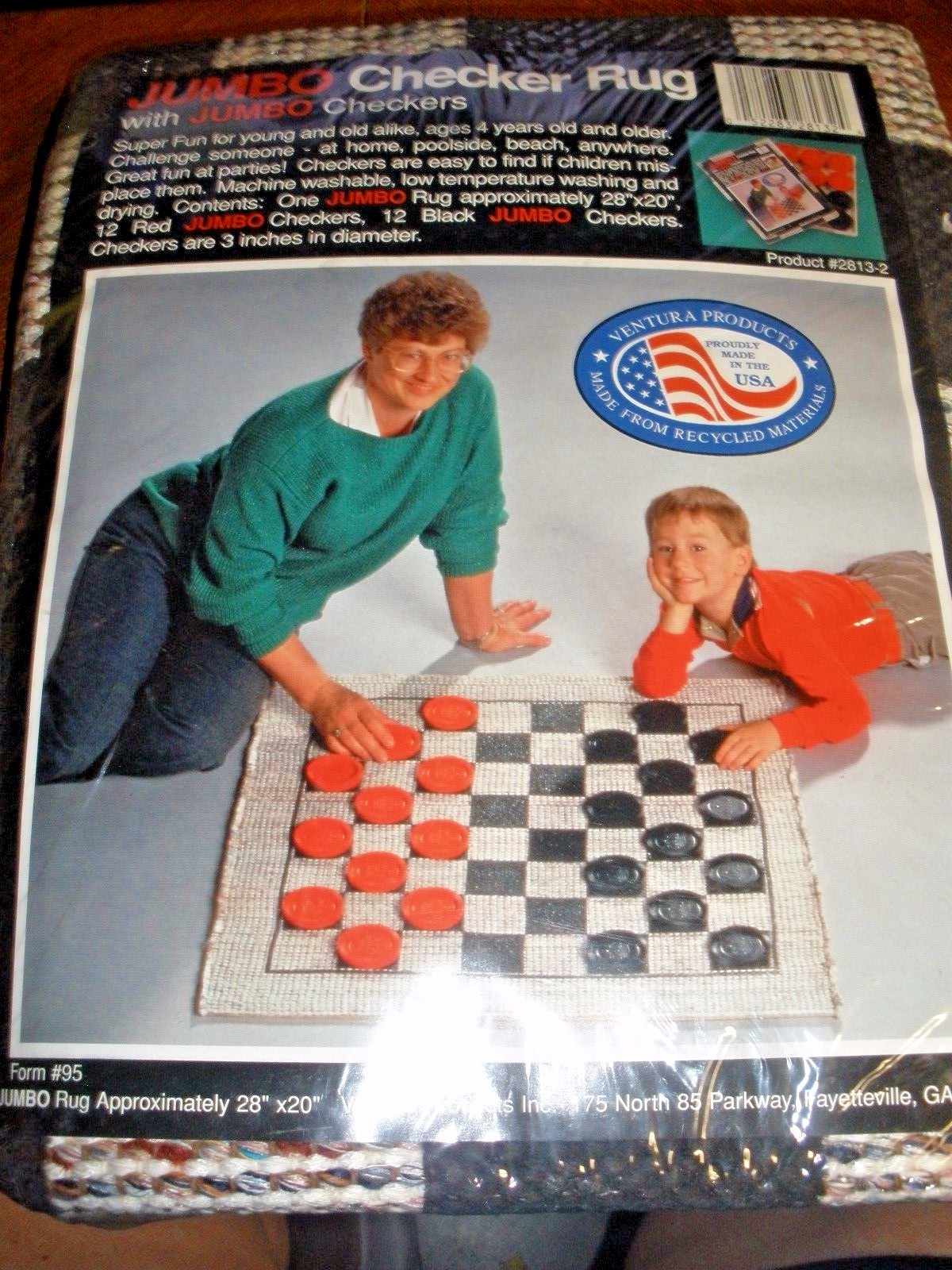 NEW Jumbo Checker Rug with Jumbo Checkers #2813-2 rug is 28" X 20 ...