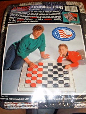 NEW Jumbo Checker Rug with Jumbo Checkers #2813-2 rug is 28" X 20 ...