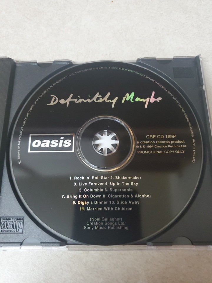Oasis Definitely Maybe Cd Signed By Liam Noel Tony Bonehead And Guigsy ...