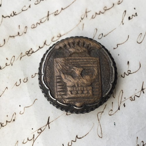 BOUTON De Col Armoiries Couronne Comtale XVIIIè Argent Crown Collar ...