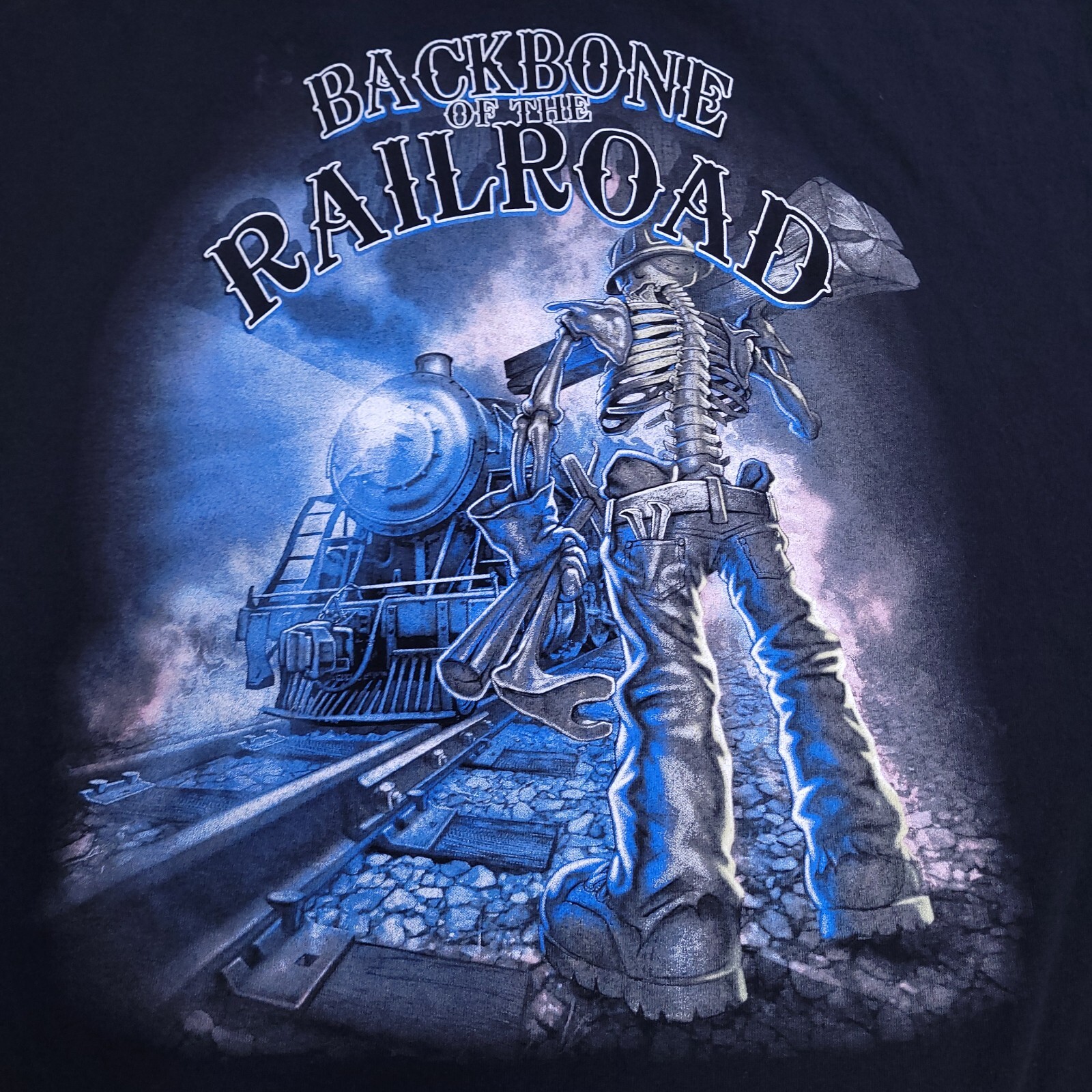 Backbone Of The Railroad Skeleton Engineer Shirt 3XL … - Gem