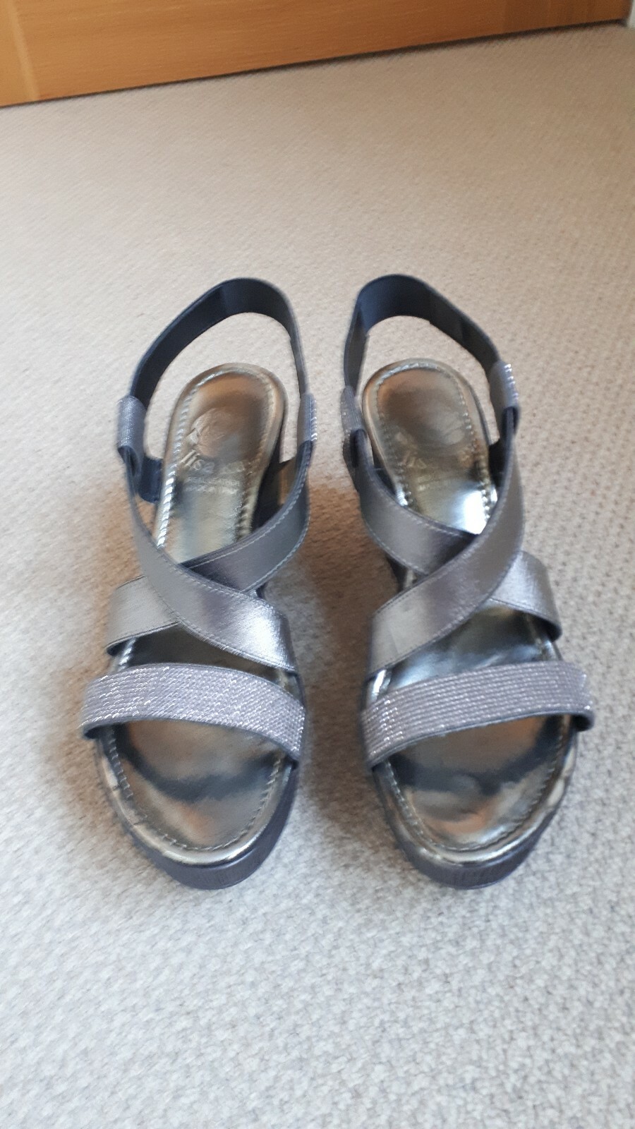 Lisa Kay Shoes 8 Wedge Grey and Silver Excellent Condition | eBay UK