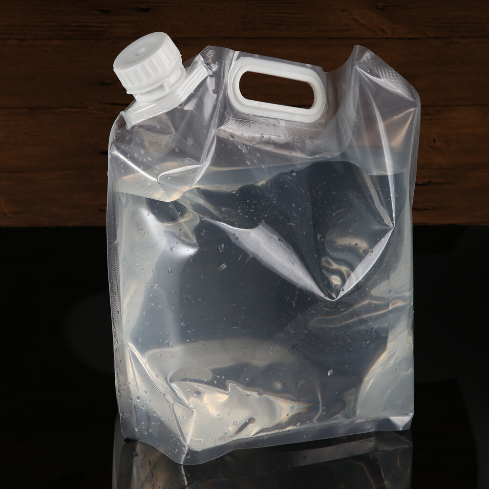 5L Travel Water Pouch Clear Foldable Flask Bottle with Handle for ...
