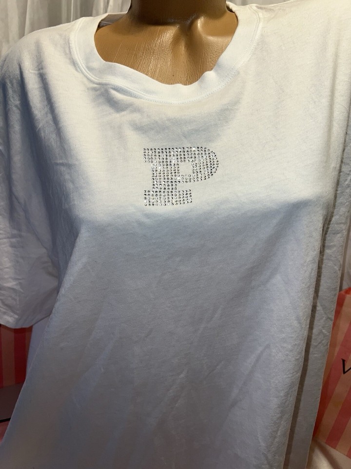 Victoria Secret PINK Boyfriend Shirt Logo Bling “P” Super Cute XXL ...