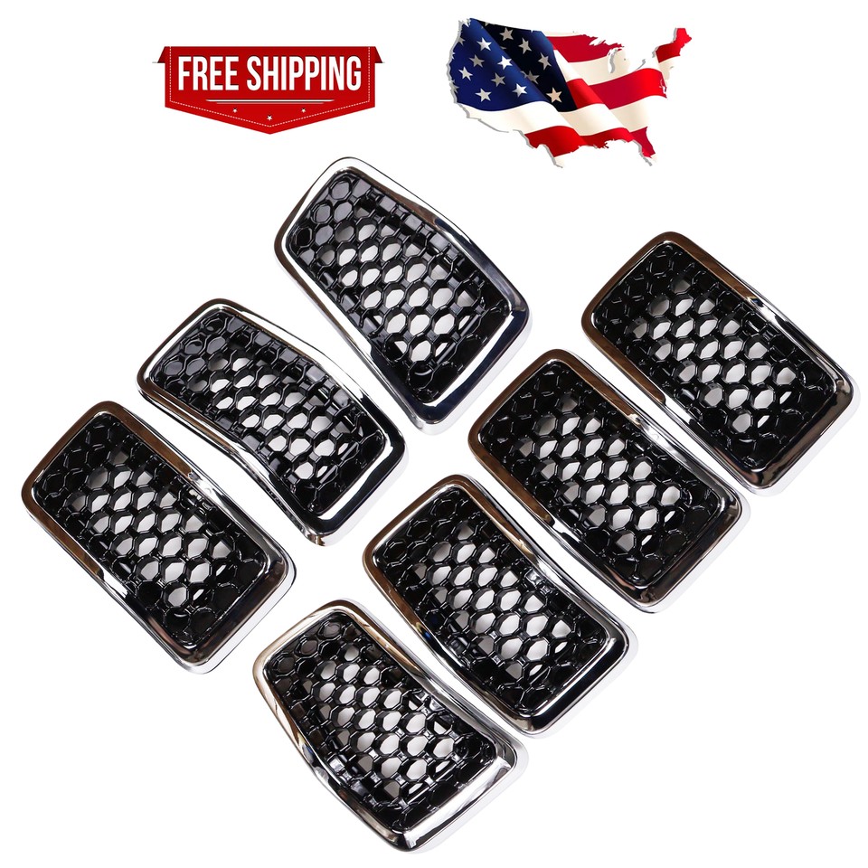 For 2019-2022 Jeep Cherokee Mesh Front Hood Grille W/Chrome Trims ...