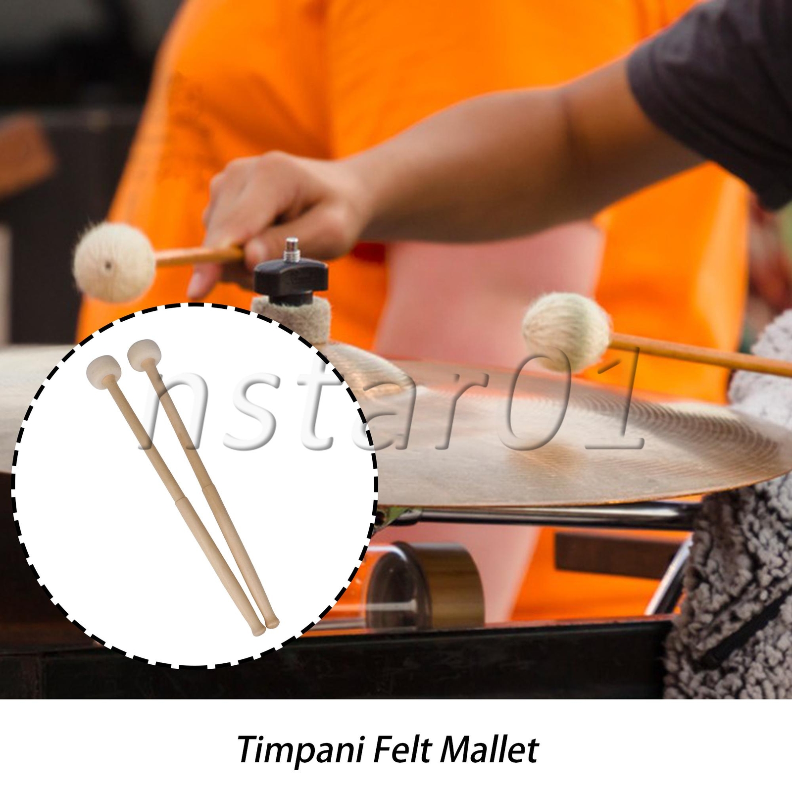 14.5"x1.57" Snare Drum Timpani Stick Mallet Wood Handle w/ Satin Ribbon ...