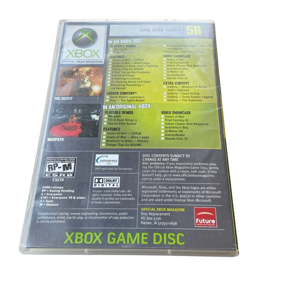 Official Xbox Magazine Demo Disc #58 June 2006 Complete Copy The Outfit ...