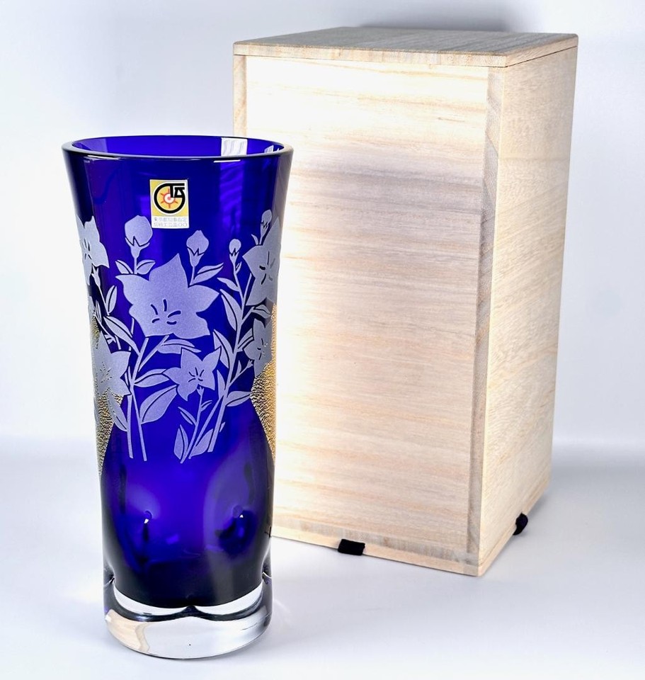 Edo Glass Toyo Sasaki Glass Crystal Vase with Box, Height 22cm | eBay