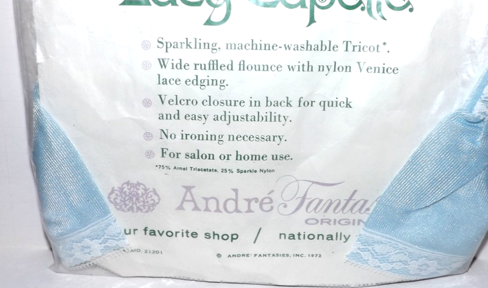 Vintage 1972 Andre' Fantasies Sparkling Blue Lacy Cape/ Capette Salon ...