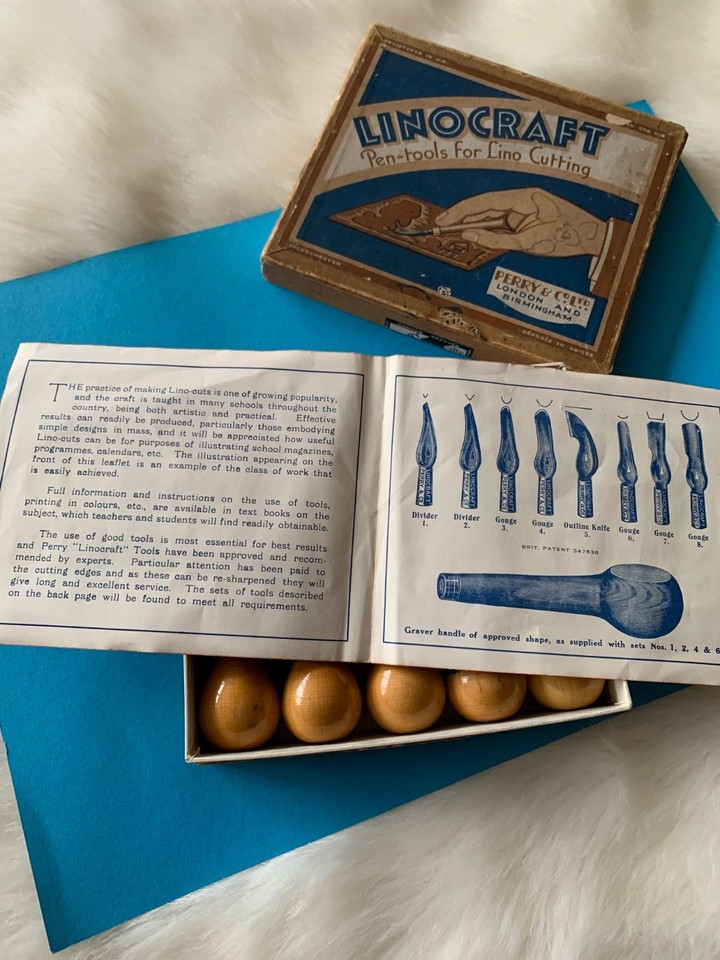 vintage lino craft pen -tools for lino cutting by Perry and co Limited ...
