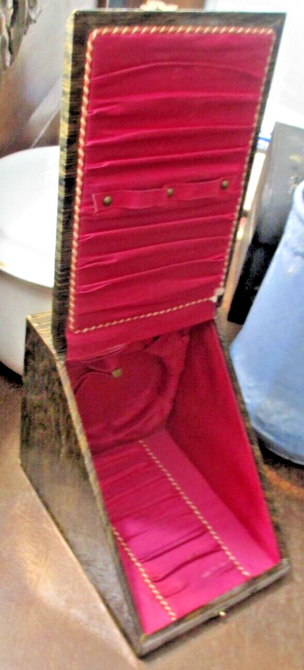 UNUSUAL Slant Front Mirrored Vanity Box To Hold Shaving Mug Grained ...