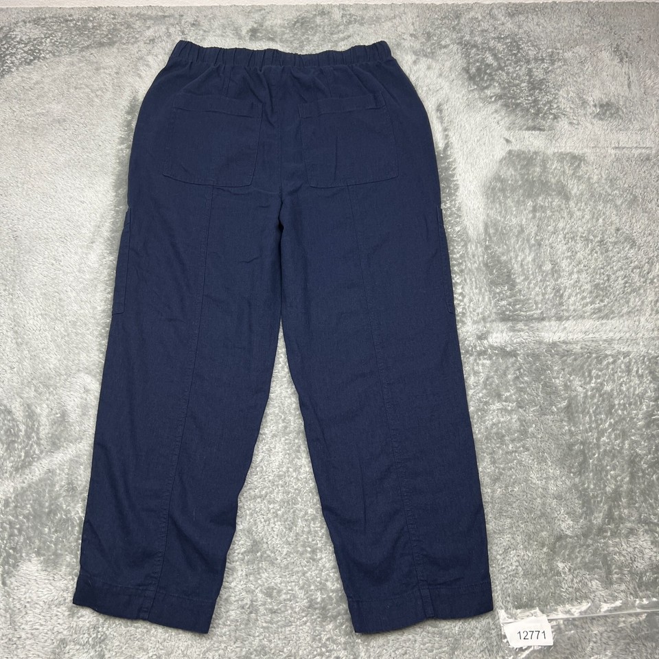 Universal Thread Pants Womens M Blue Linen Elastic Waist Comfort | eBay