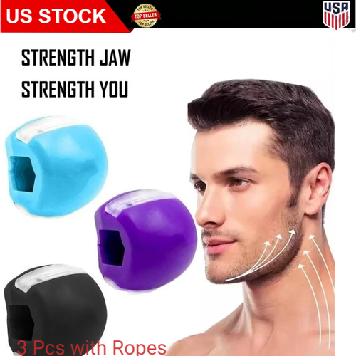 3PCS Jawline Exerciser Mouth Fitness Ball Jaw Trainer Face Double Chin ...