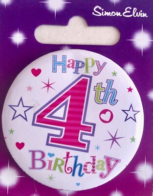Small Birthday badge with plastic clip, 4th or 5th Birthday, Simon ...