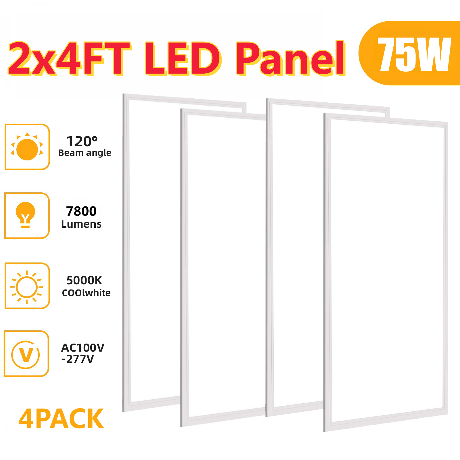 2x4 LED Flat Panel Light, 2x4 FT LED Troffer Lights Back-lit Drop ...