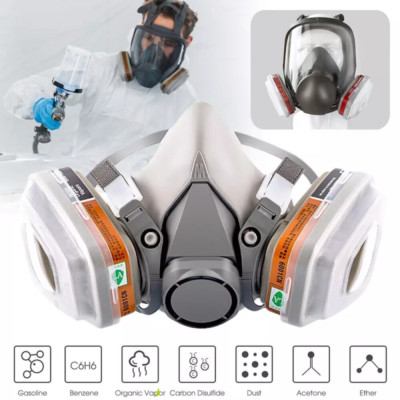 PRO 6200 Half Face Gas Mask Cover Painting Spraying Respirator Work ...