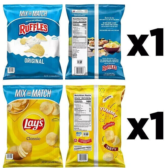 Lay's Classic Potato Chips and Ruffles Original Potato Chips Bundle (2 ...
